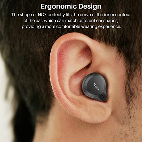 TOZO NC7 All-Function Hybrid Active Noise Cancelling Wireless Earbuds, Bluetooth 5.3 Headphones with Ultra Long 72H Playtime, in-Ear Detection, App Customization, Immersive Sound Deep Bass Headset