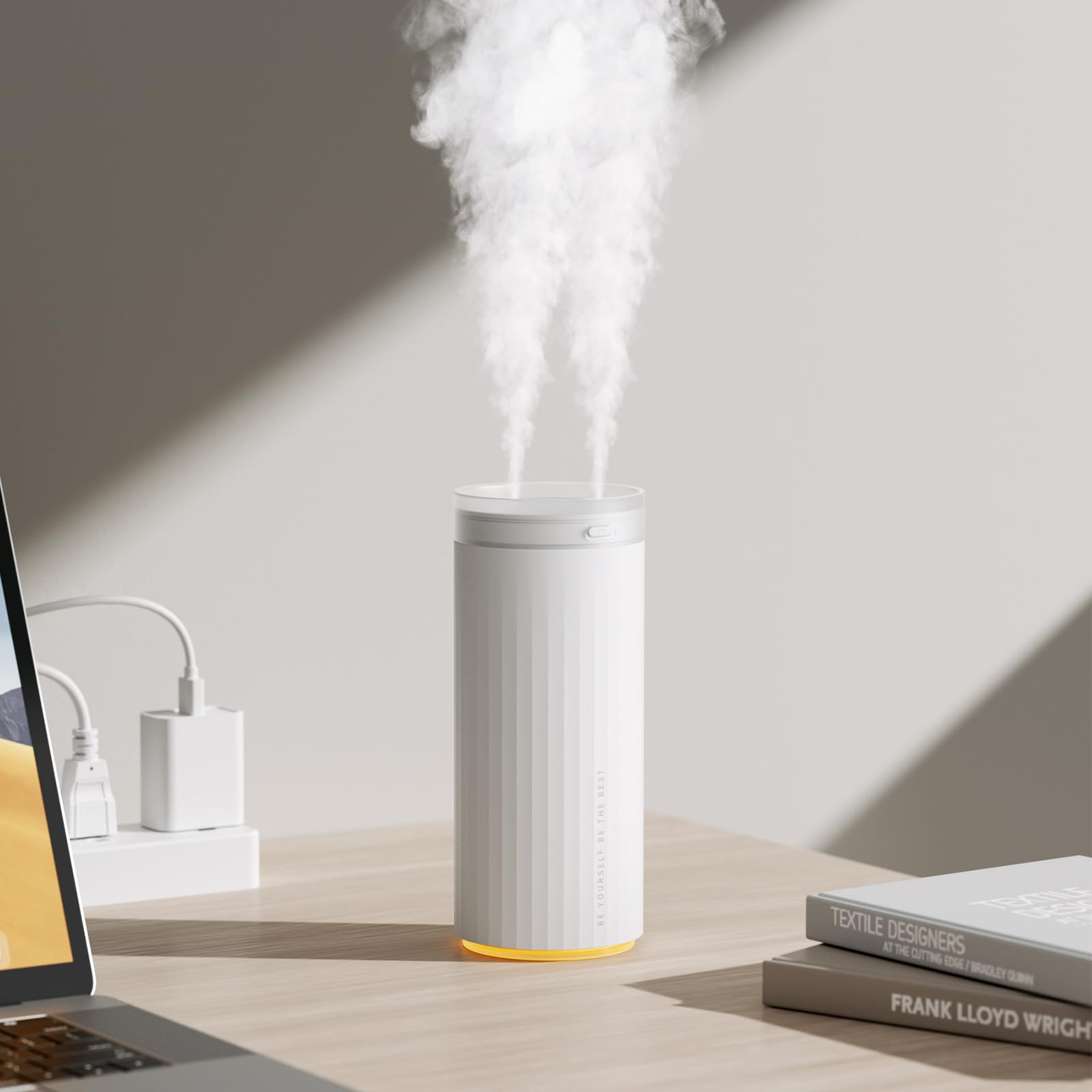 JISULIFE Portable Mini Humidifier, 500ml Small Humidifier Personal Cool Mist Humidifiers for Baby Bedroom Travel Office Home, Auto Shut-Off, 2 Mist Modes, White