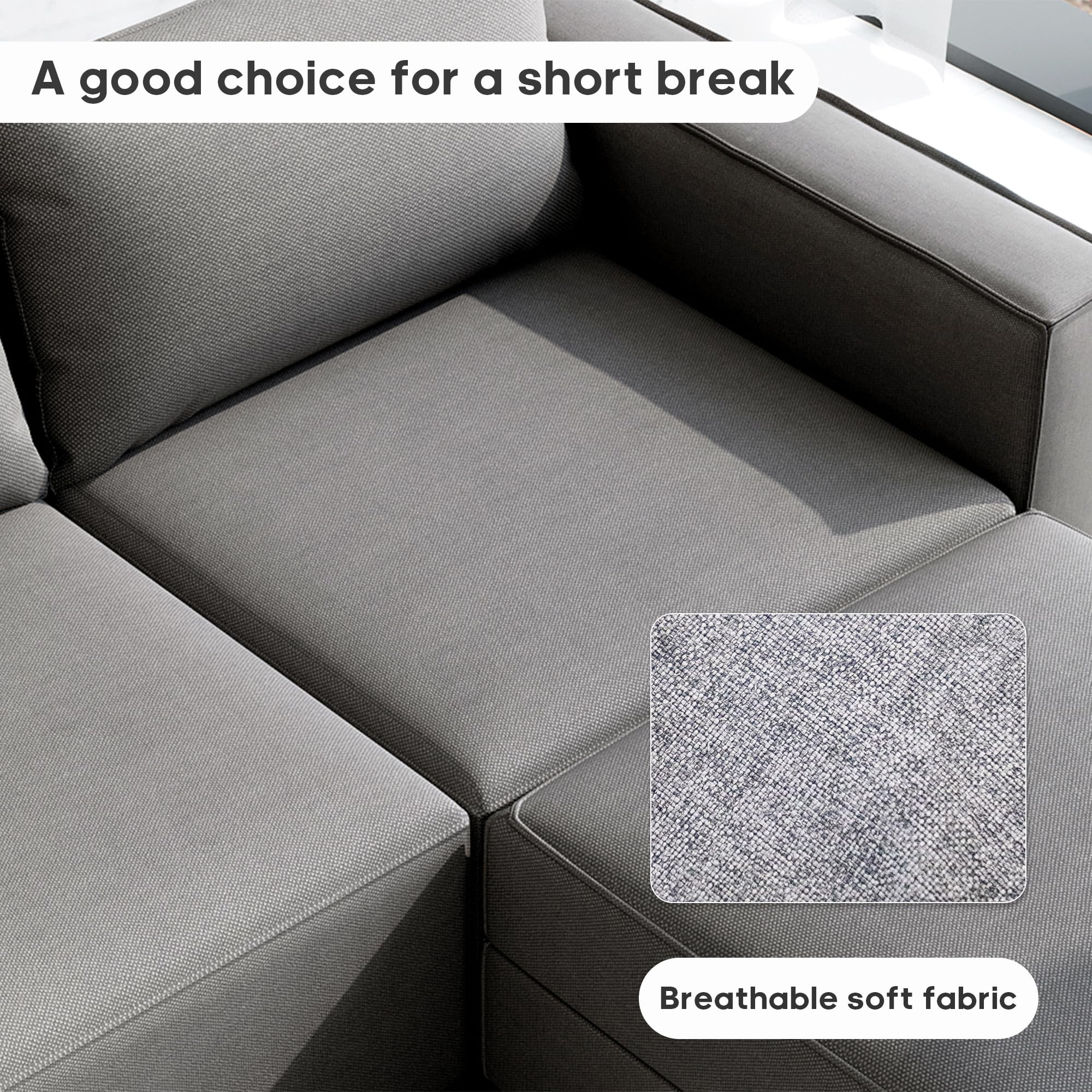 LLappuil Modular Sectional Storage Couch Ottoman Seats,Storage Ottoman Footrest Modules for Customizable Sectional Sofa, Breathable Solft Fabric, Washable, Removable, Dark Grey