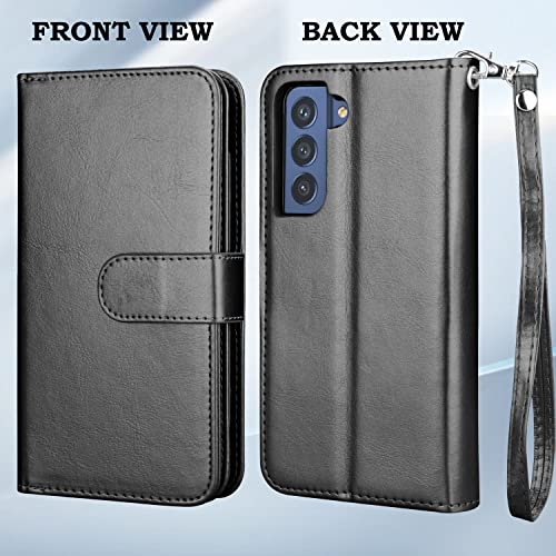 Takfox Galaxy S21 FE 5G Case, for Samsung S21 FE 5G Wallet Case PU Leather Flip Case Cover with Magnetic Closure [9 Card Slots] Card Holder Kickstand for Women Men Folio Detachable Phone Case-Black