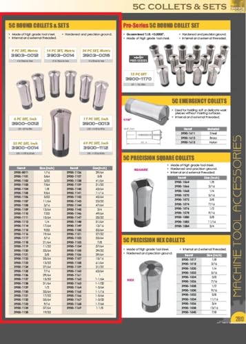 HHIP 3903-0016 24 Pieces 5C Round Collet Set, 3-26MM by 1MM