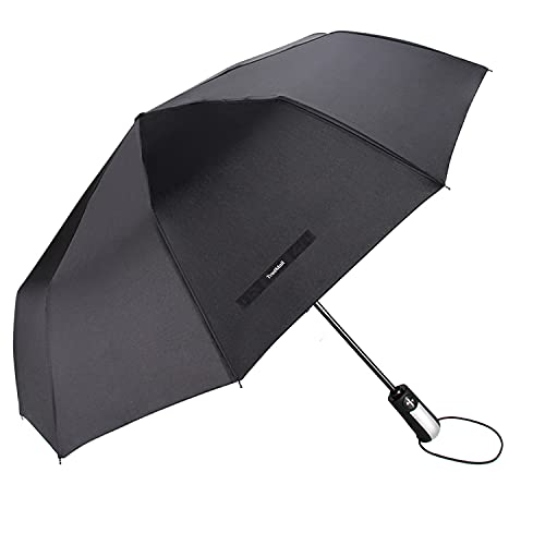 TradMall 3 Pack Travel Umbrella Windproof Portable 46 Inches Large Canopy Auto Open & Close, Black
