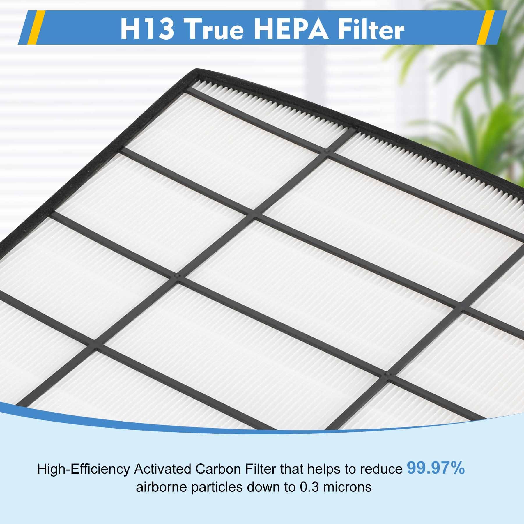 HP800 Filter Replace for Hunter Air Purifier Replacement Filter HP800, Compatible with Hunter Air Purifier H-HF800-VP/H-PF800, Includes 1 H13 True High Efficiency Filter + 4 Carbon Fiber Pre-Filters