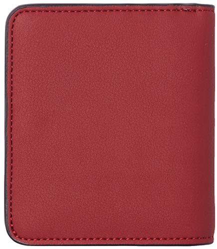 Toughergun Womens Rfid Blocking Small Compact Bifold Luxury Genuine Leather Pocket Wallet Ladies Mini Purse with ID Window (11 ReNapa Red Deep)
