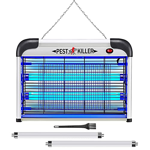 Indoor Bug Zapper, Electric Mosquito Zapper Plug-in, Powerful 20W 2800V Fly Insect Killer Repellent Lamp, Home Pest Control Bug Catcher Eliminator Shocker for Gnat Fruit Fly Moth with Replacement Bulb