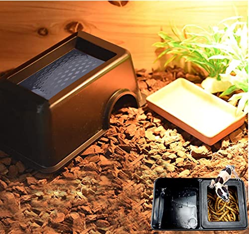 Woyrise Reptile Hide Box with Sink Humidifier Gecko Hideout Cave Lizards Hideaway with Flexible Vine Decor and Bowl for Bearded Dragons Lizards Spiders Snakes
