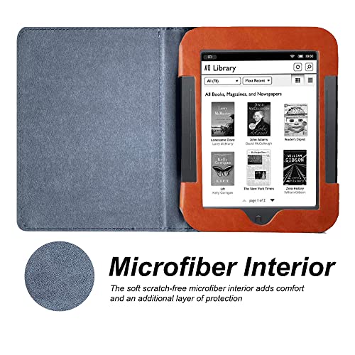 Kuesn Barnes & Noble Nook Simple Touch eBook Reader Case, Flip Leather Cover for 6 Inch Nook Model BNRV300 BNRV350 BNRV500 Heavy Duty Protection Case (Brown)