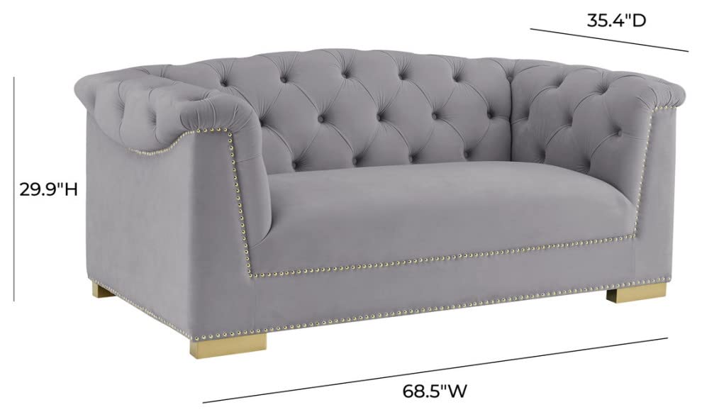 TOV Furniture Farah Grey Velvet Loveseat