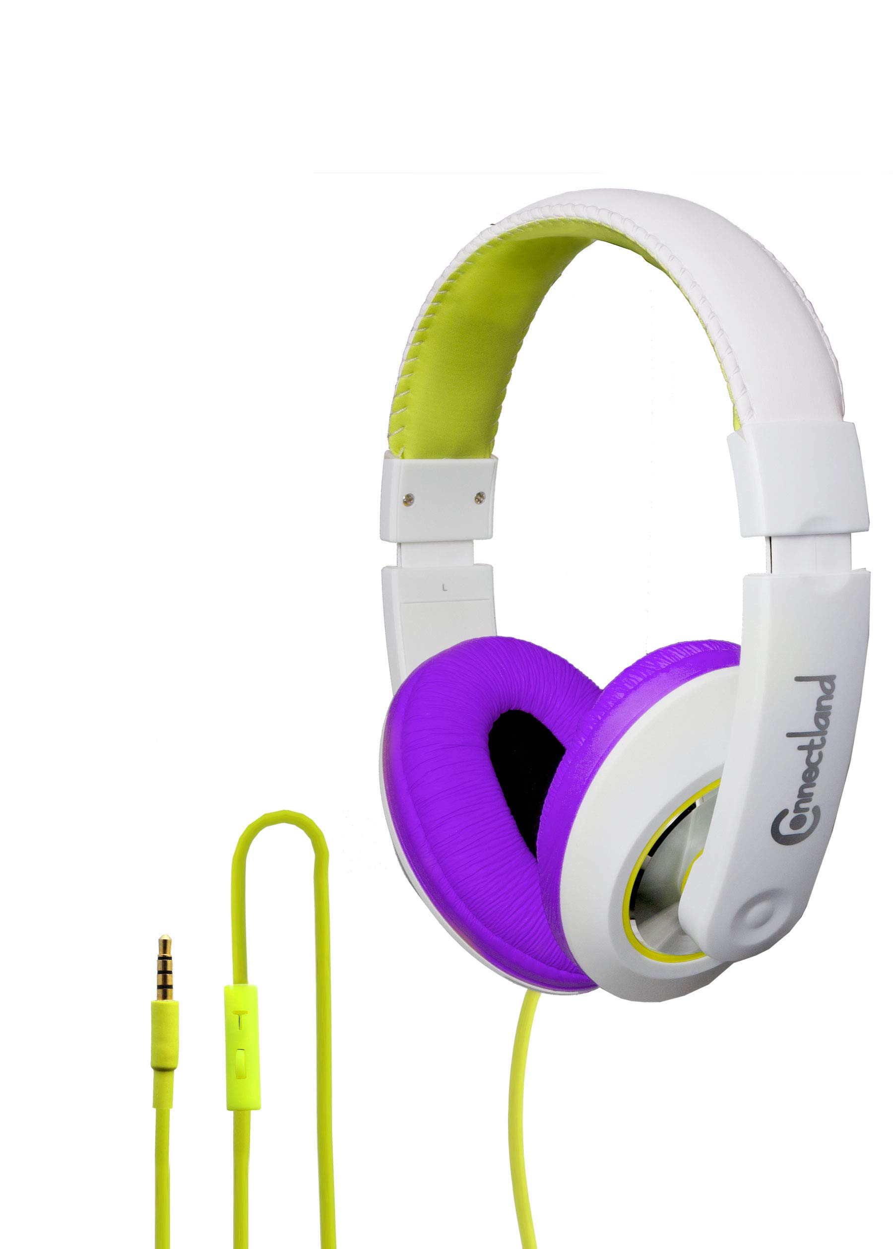 Connectland Over Ear 3.5mm Wired Headphone, Microphone Lightweight Adjustable Headband For Kids,Teens,Adults. iPhone iPad Tablet, Yellow CL-AUD63033