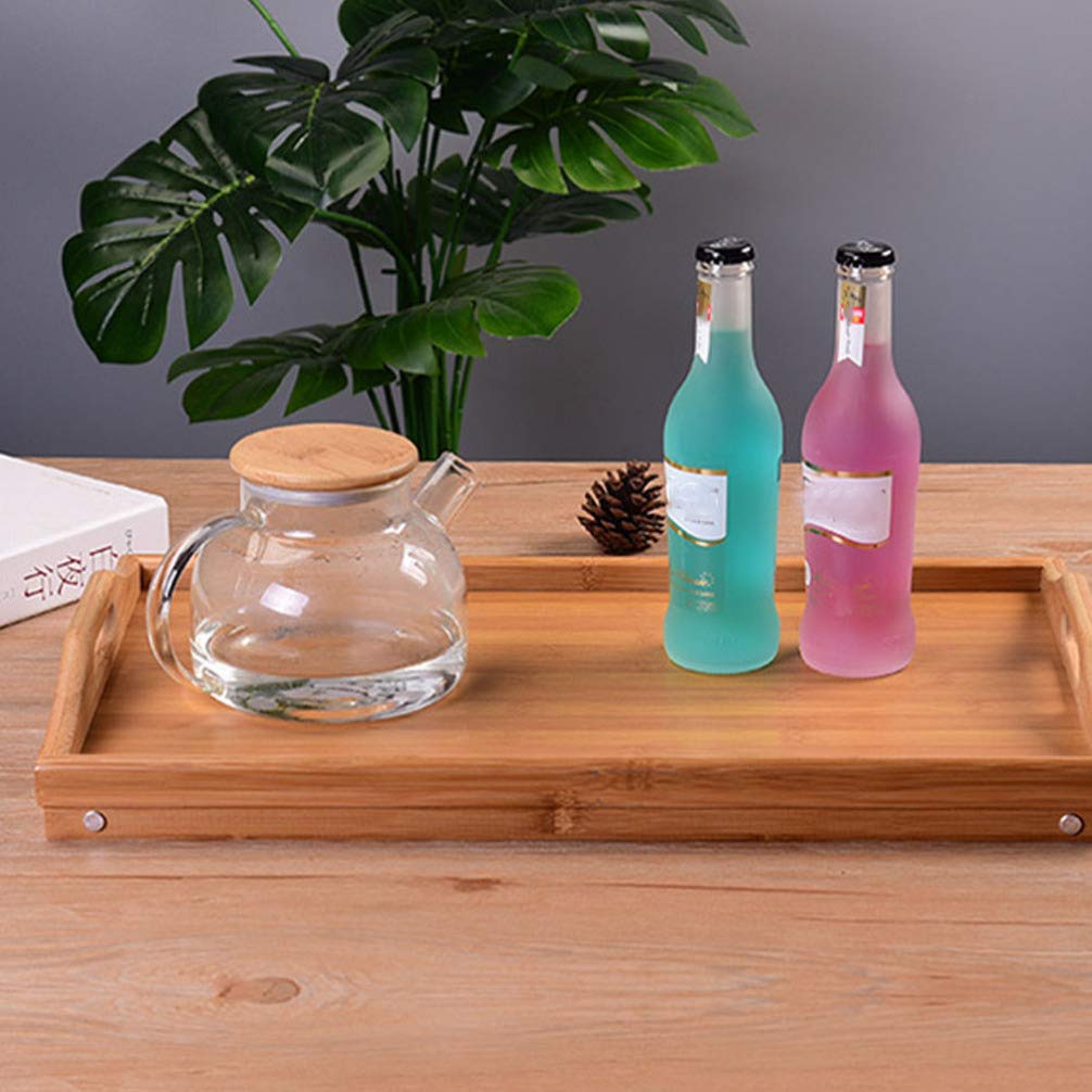 Garneck 1pc Folding Tray Bamboo Serving Tray Tea Set Tray Durable Bamboo Tray Home Decor Tray Decorative Tray Easy to Clean Tray Dinner Plate Tea Tray Coaster Platter Coffee Table