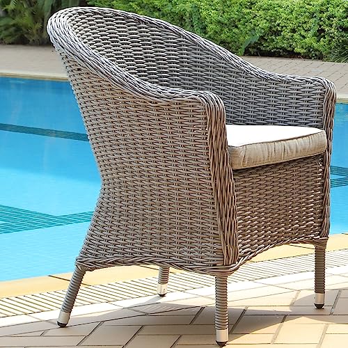 Pleasant Bay 3-Piece Outdoor Furniture Bistro Set for Decks and Patios, Includes 2 Chairs Table, Seats 2, Synthetic Wicker, White