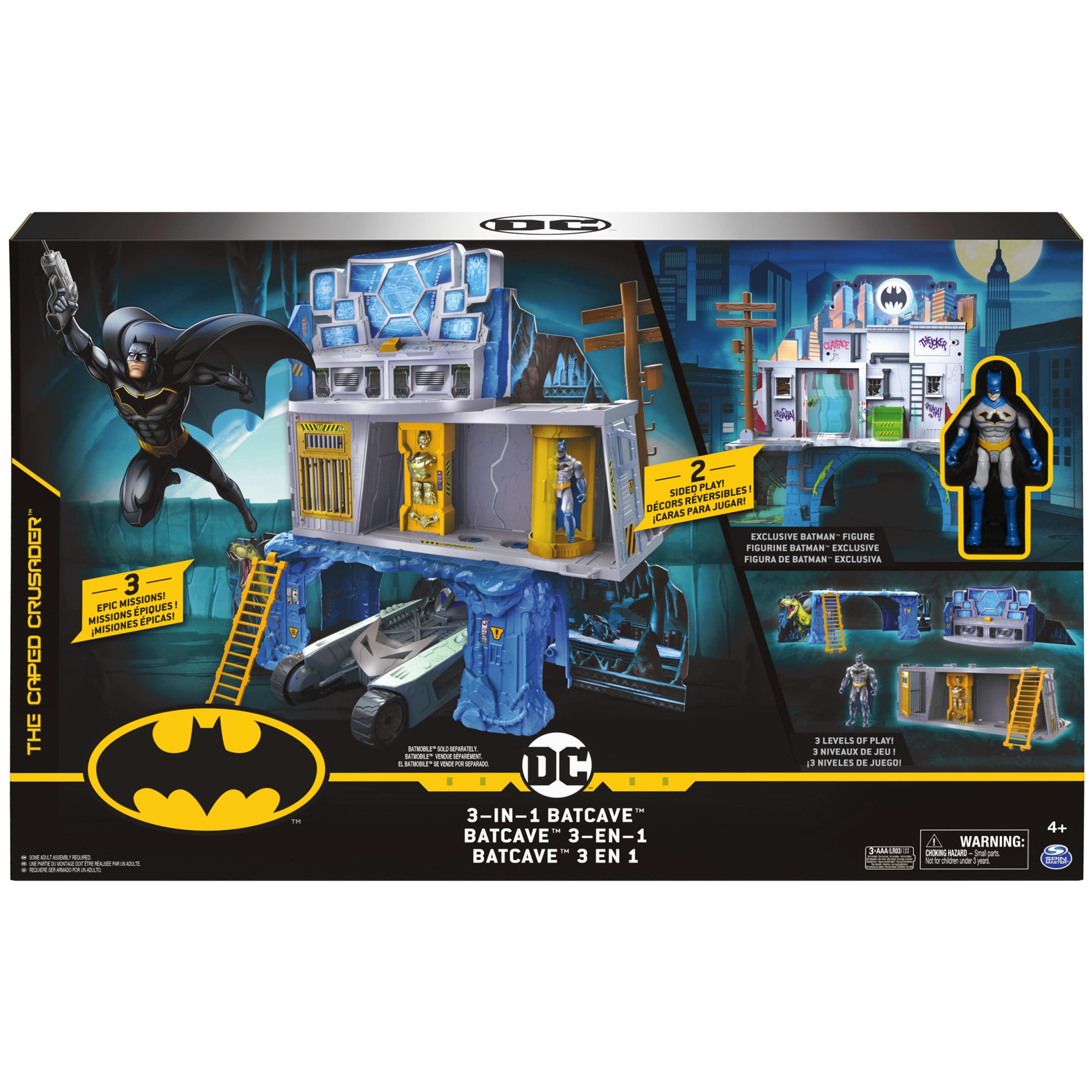 DC Comics Batman 3-in-1 Batcave Playset with Exclusive 4-inch Batman Action Figure and Battle Armor