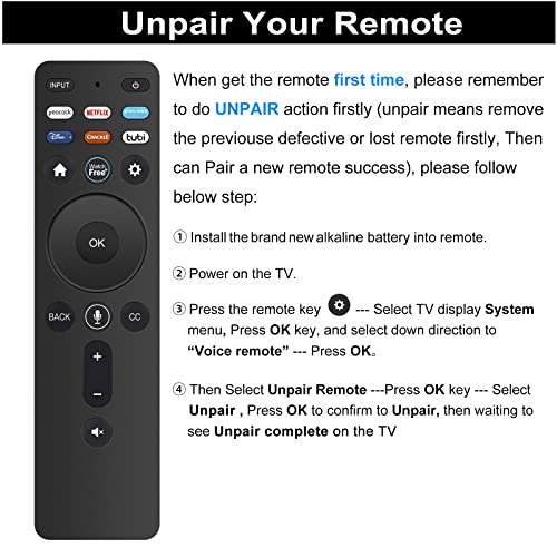 New Replacement Voice Remote Control XRT260 fit for Vizio V-Series and M-Series 4K HDR Smart TV with Shortcut App Keys Peacock Netflix PrimeVideo Disney+ Crackle TUBI Watchfree (Version 2)
