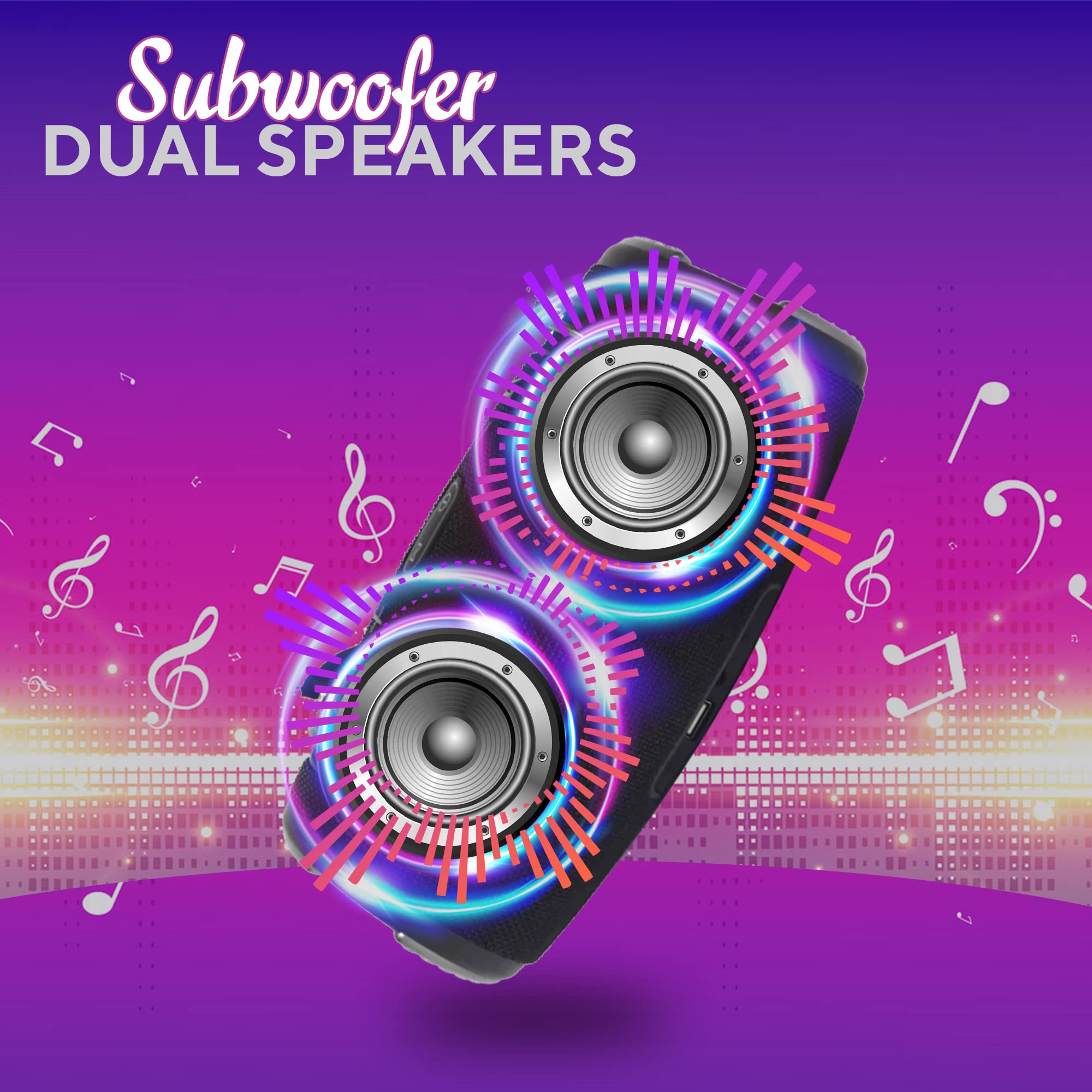 High Power Bass Portable Wireless Bluetooth Studio Dj Party Concert Speaker's - Colorful Liquid Motion Light Changing Rechargeable Waterproof Outdoor Loud Speaker (Water-Resistant Strobe Speaker)