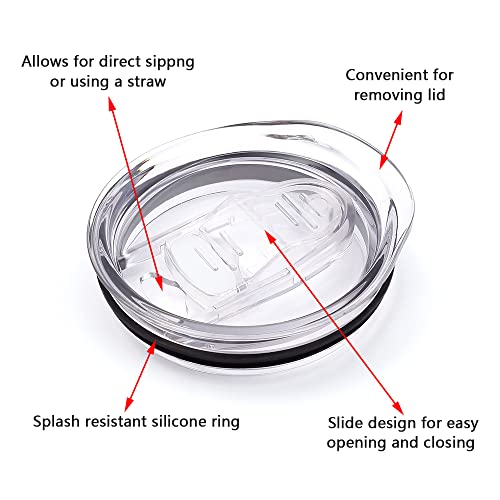 20oz Skinny Tumbler Replacement Lids 3 Pack,2.75in Cup Mouth Compatible with YETI Rambler and More Tumbler Cups,Spill Proof Splash Resistant Silicone Sliding Covers.