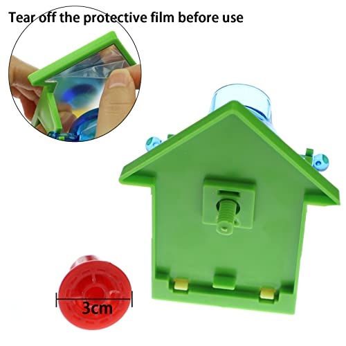 Toysructin Bird Food Feeder with Mirror, Automatic Pet Parrot Feeders Rotating Training Foraging Toy, Plastic Birds Feeding Dispenser Fun Parrots Intelligence Growth Cage Toys for Small Medium Birds