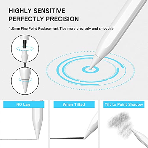 Stylus Pen Compatible with (2018-2022) Apple iPad, NTHJOYS iPad Pencil with Palm Rejection, Tilt, Magnetic, Active Pen for iPad Pro (11/12.9), iPad 6/7/8th Gen, iPad Air 3rd/4th Gen, iPad Mini 5th Gen