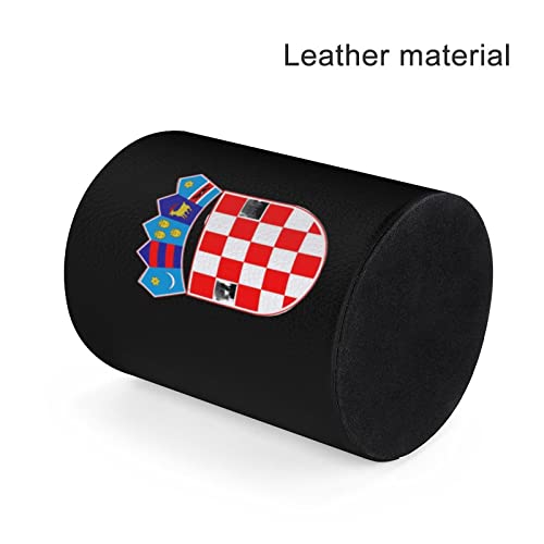 Croatia National Emblem Pen Holder PU Leather Pencil Cup Cute Desk Organizer Makeup Brush Box for Home Office