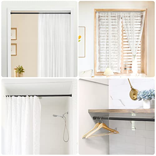 AIZESI Spring Tension Curtain Rods 28 to 48 Inch Black Shower Rod Tension Rods Never Rust Non-slip Shower Curtain Rod Tension No Drill Adjustable Curtain Rods Spring Tension Rod for Window or Shower