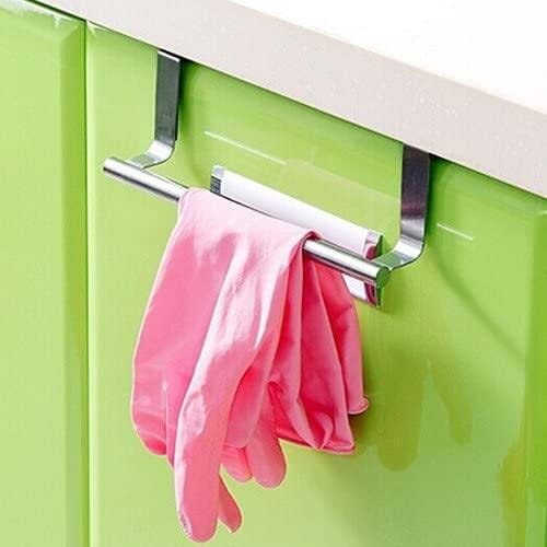 Generic Over Cabinet Towel Bar Rack Door Hanging Stainless Steel Hand Towel Holder Dish Towel Hanger for Bathroom Kitchen Random Color
