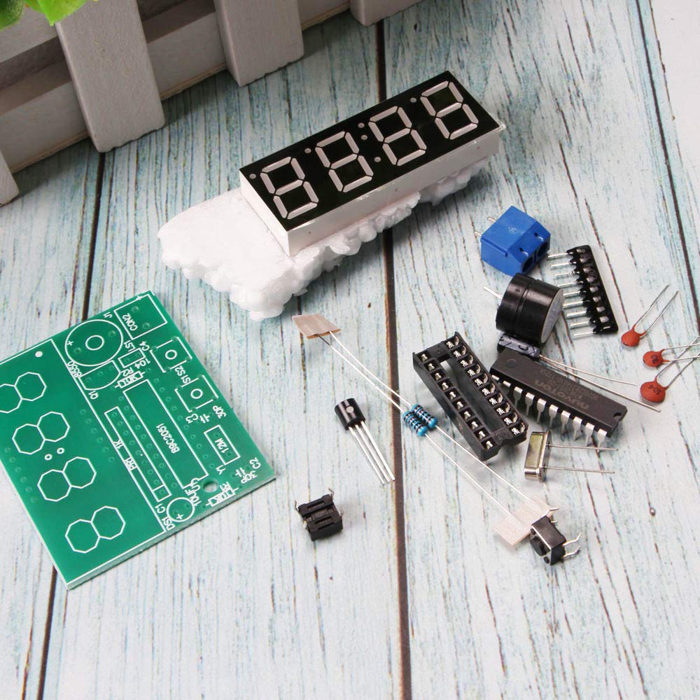 Comimark 1Pcs AT89C2051 Digital 4 Bits Electronic Clock Electronic Production Suite DIY Kit