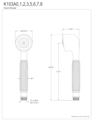 Kingston Brass K103A1 Restoration Hand Shower, 8", Polished Chrome