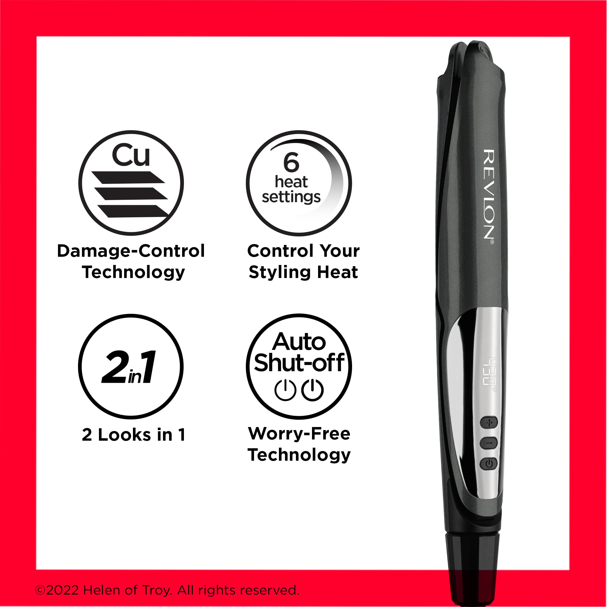 REVLON Straight or Curl Curved Hair Styler | Two Looks, One Tool (1”)