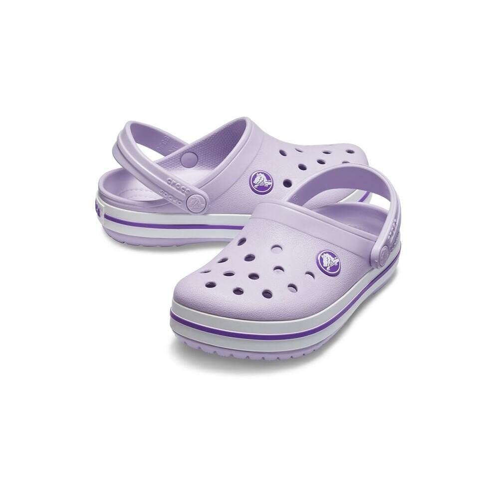 Crocs Kids' Crocband Clog , Lavender/Neon Purple, 9 Toddler