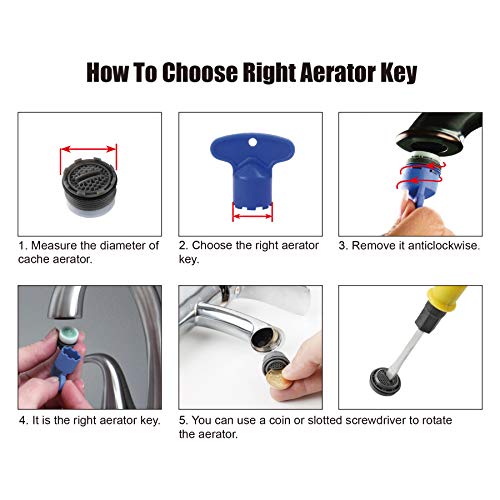 Hibbent 12 Pcs Faucet Aerator for Cache Aerators with 6 Pcs Cache Faucet Aerator Key Removal Wrench Tool, Cache Aerators Replacement Inserts for Sink M16.5 18.5 21.5 24 mm Tap Aerators Flow Restrictor