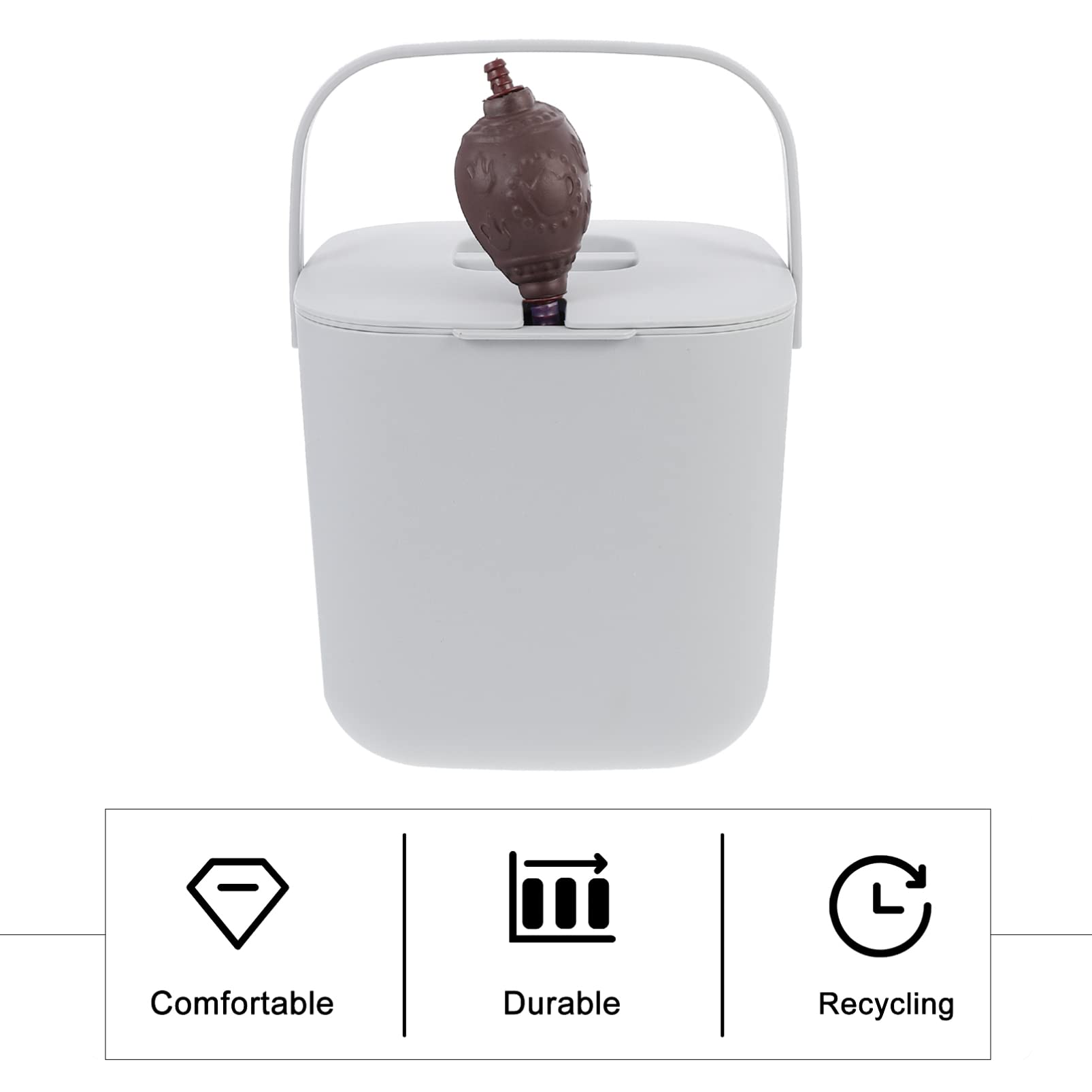 Kichvoe Tiny Trash can 1 Set Small Desktop Trash Can Countertop Trash Bin Mini Wastebasket Tea Filter Bucket Tea Garbage Can with Handle for Loose Leaf Tea Serving Tray Table Grey