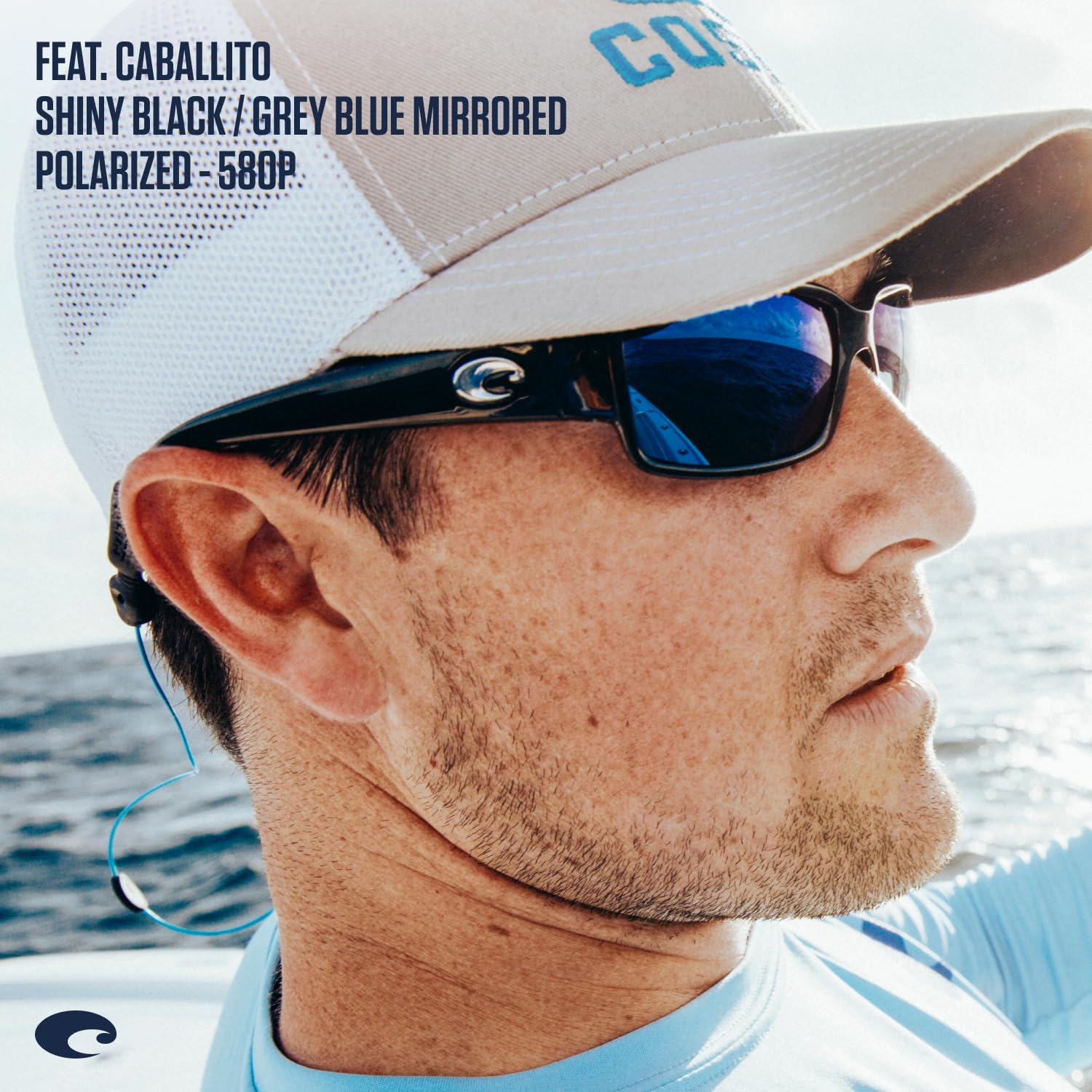 Costa Unisex Sunglasses Tiger Shark Ocearch Frame, Blue Mirror Lenses, 59MM