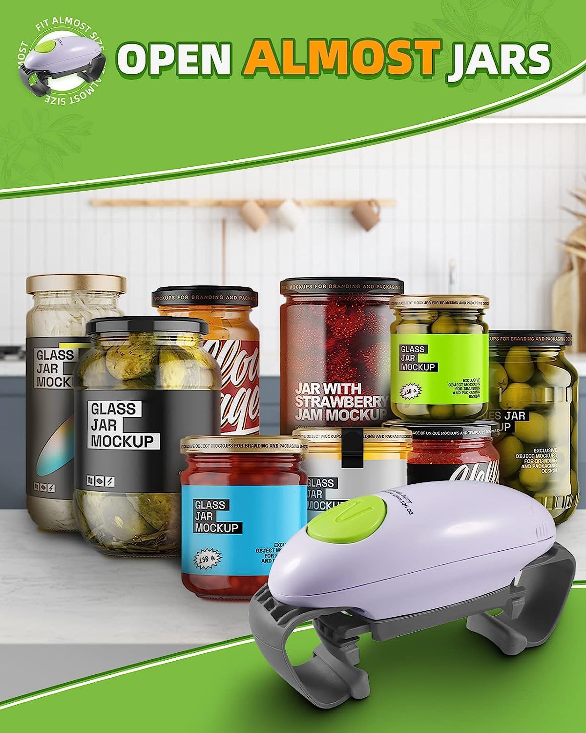 Electric Jar Opener for Weak Hands, Automatic Jar Opener for Seniors with Arthritis, Strong Tough & Easy One Touch Bottle Opener for Arthritic Hands, Ideal Gift for Seniors with Arthritis