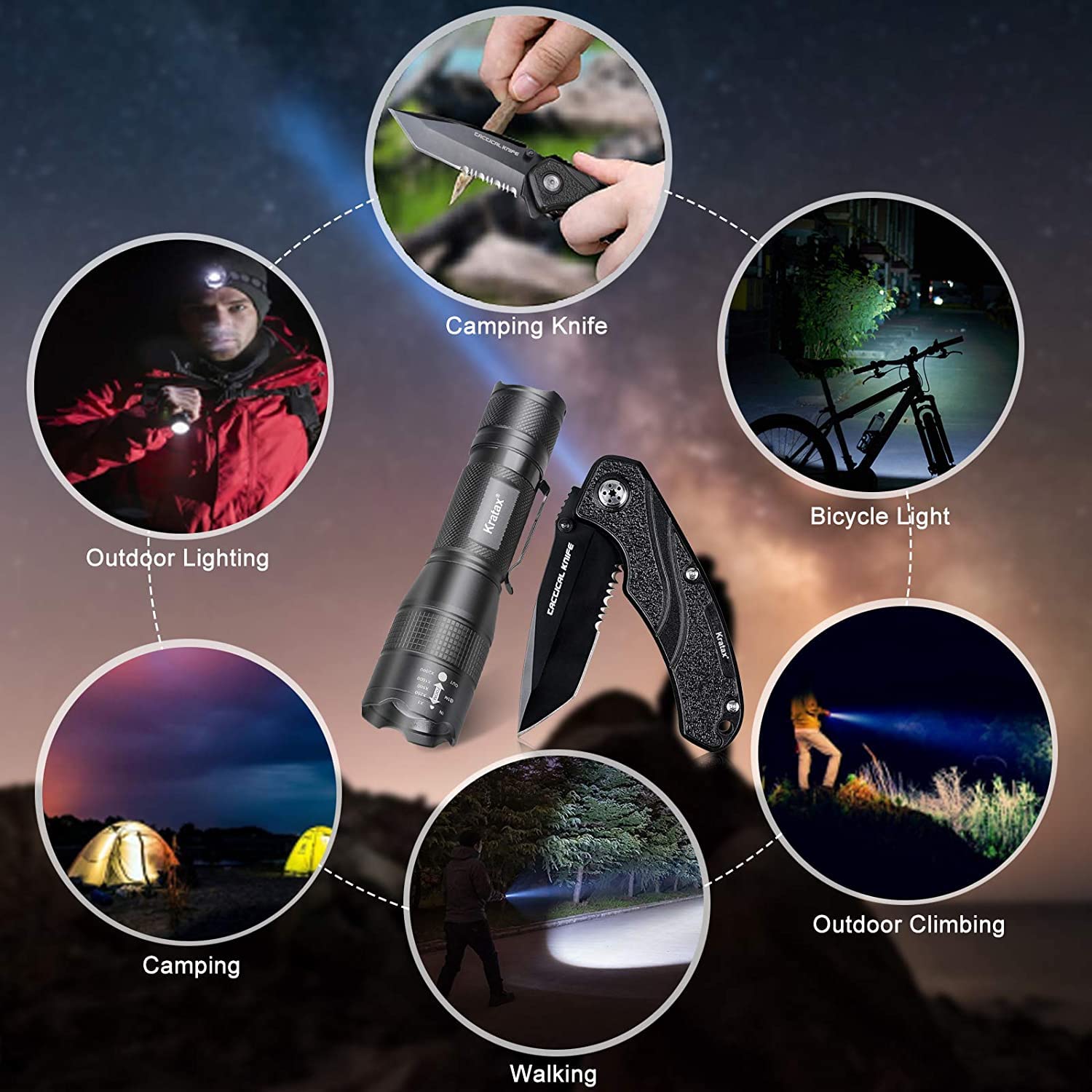 Pocket Folding Knife -Tactical Knife& LED Flashlight-UV Black Light- Good for Hunting Camping Indoor and Outdoor Activities Mens Gift