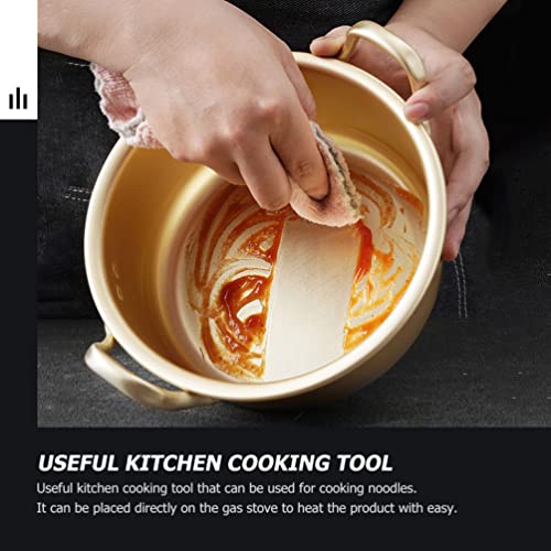 Hemoton 2 Sets Ramen Pot, Korean Ramen Cooking Pot with Lid Spoon and Chopsticks (1pair), Korean Ramen Noodle Pot Korean Stockpots with Double Handle (6.3inch/ 16cm)