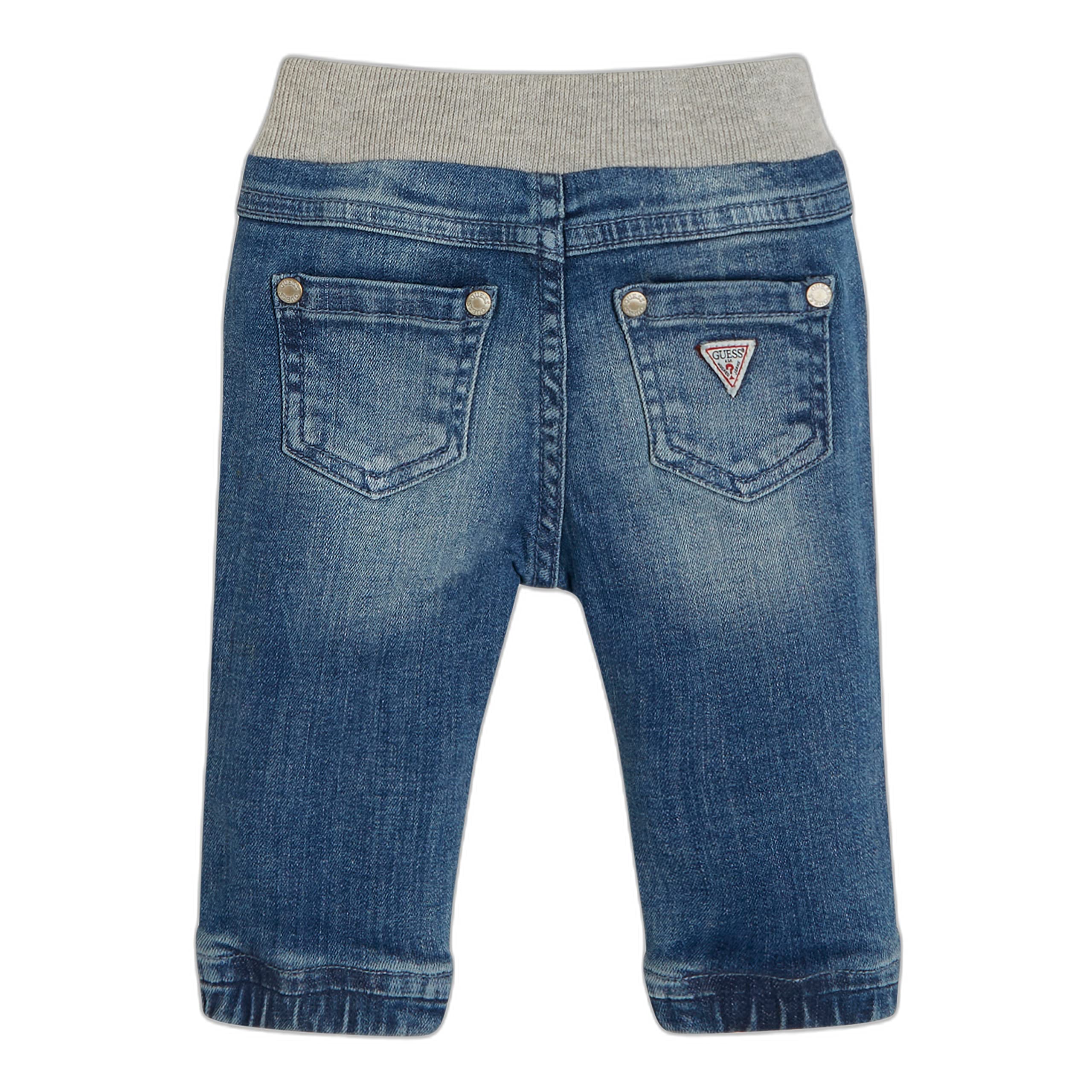GUESS baby boys Pull-on Knit Denim Pants, Original Light Blue Wash, 3 Months US