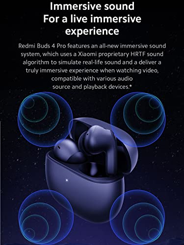 Xiaomi Redmi Buds 4 Pro TWS Wireless Earbuds Earphone Bluetooth 5.3 Active Noise Cancelling 3 Mic Wireless Headphone 36 Hours Life, 3-mic Noise Reduction for Calls, in-Ear Detection, White