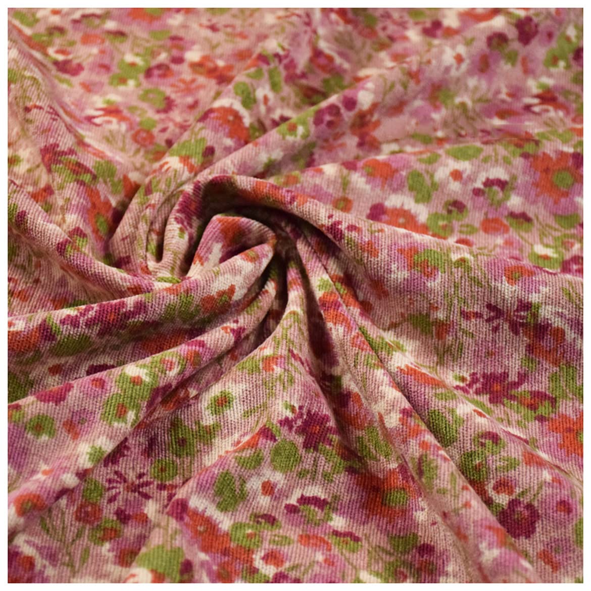 Pink Flower Pattern Cute Corduroy Fabric by The Meter 145cm/57'' Wide Dress Making Fabric for Sewing DIY Crafts, Decorations, Clothing(Size:1m)