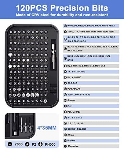 Precision Screwdriver Set 130IN1: Easytime Small Screwdriver Kit- Mini Screwdriver Repair Tool Kit for PC Electronics Computer Laptop iPhone Mac PS5 Game Console Eyeglass Toys DIY