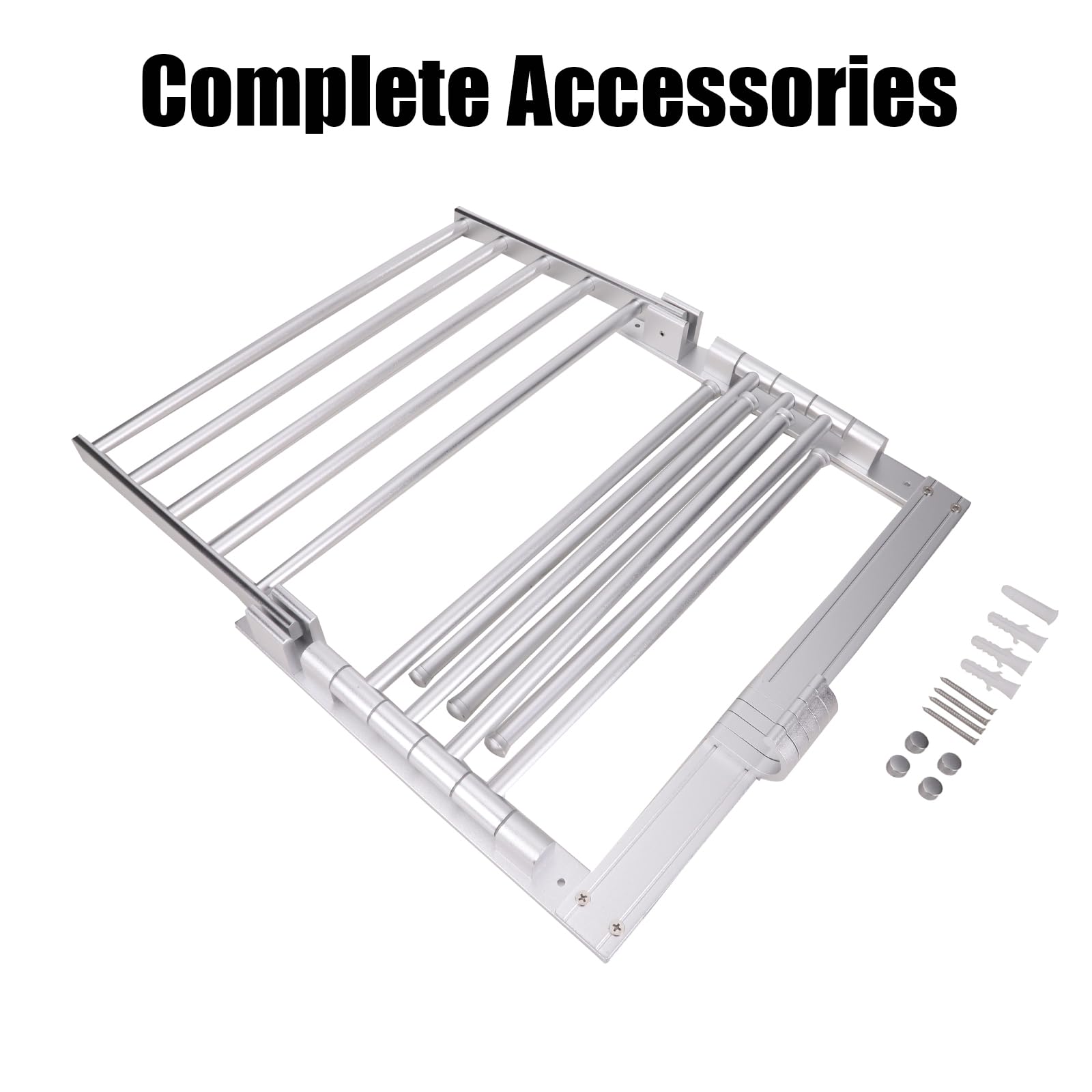 KIJINOGF Clothes Drying Rack Wall Mounted Laundry Drying Rack for Laundry with Swivel Towel Arms and Hanging Hooks Space Organization for Laundry Room Bathroom, 15.8’’ 1 Pack(Silver)