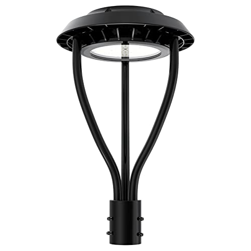 KINSNG Led Post Top Light with Photocell Sensor, LED Circular Area Light DLC ETL Listed 80W 11,200Lm 5000K Daylight[Equivalant to 300W] Outdoor Post Pole Light IP65 for Street Yard Pathway Garden