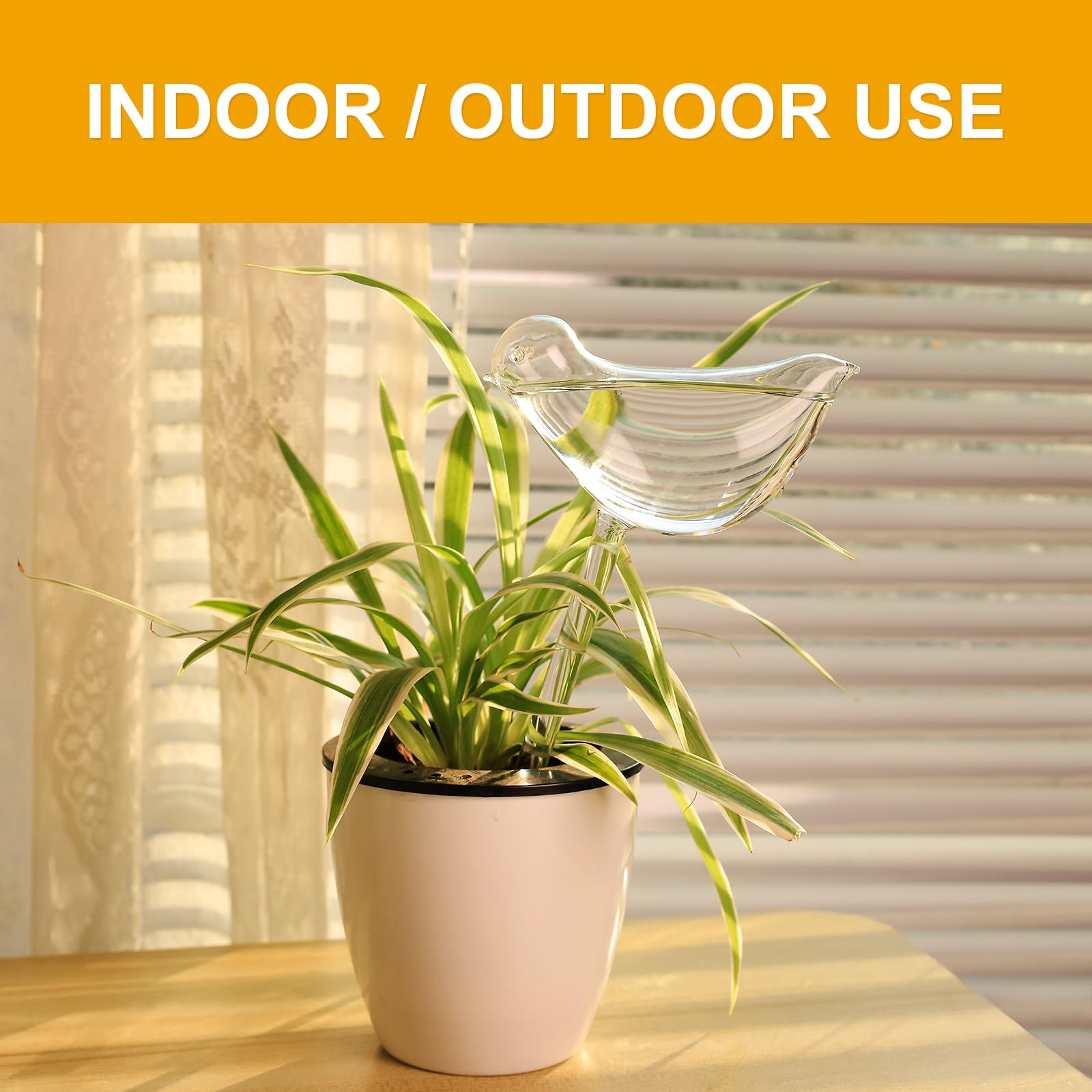 KiKiHeim Plant Watering Globes Self Watering Planter Insert, Clear Glass Bird Shape Water Bulbs, Self Watering Globes for Indoor Plants, Gifts for Plant Lovers