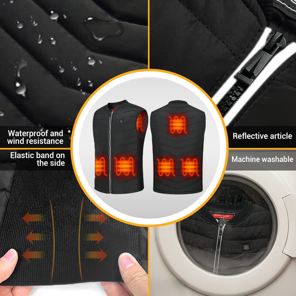 fawutii Heated Vest for Men and Women with Battery Pack Included Mens Womens Lightweight Smart Heated Vests with 5 Heating Pad Vest (M)