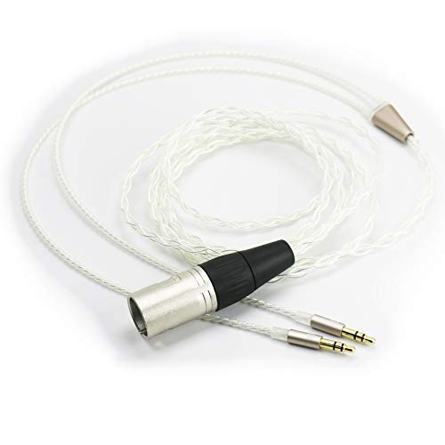 NewFantasia 4-pin XLR Balanced Cable 6N OCC Copper Single Crystal Silver Plated Cord Compatible with Hifiman Arya, Sundara, Ananda, HE400SE Headphones 2.1m/6.8ft (4-pin XLR to Dual 3.5mm Version)