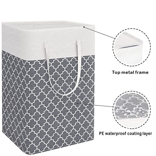 Laundry Basket, 2-Pack Laundry Hamper with Long Handles, Collapsible Laundry Baskets with Large Capacity, Tall Laundry Bin, Clothes Hampers for Laundry Room, Bedroom, Dorm, Toys, 75L, Grey