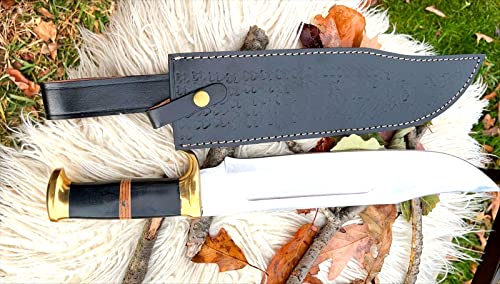 Dundee 440C Crocodile Bowie Knife Full Tag Paper Cutting Shapening With Hand Stitch Leather Sheath
