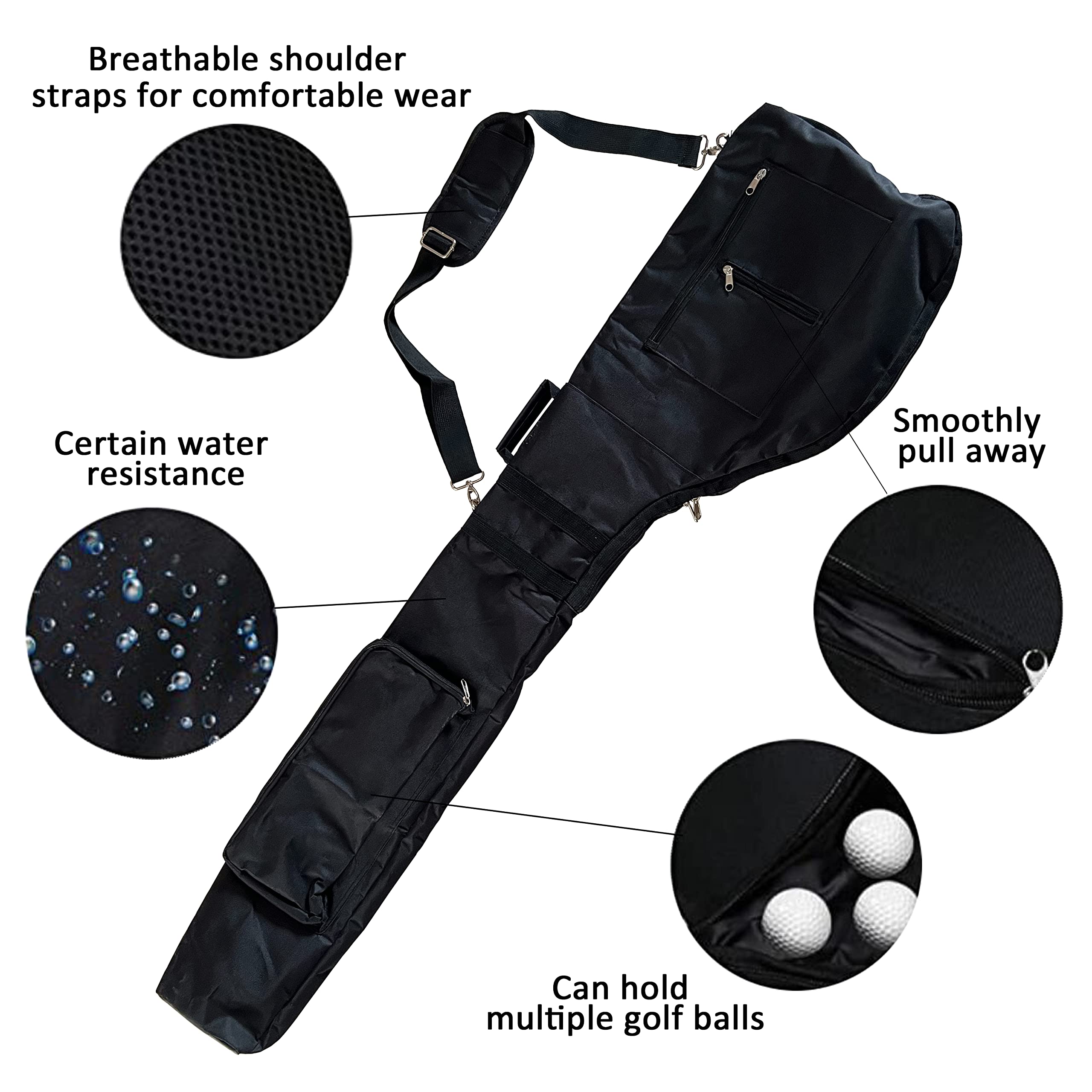 Golf Lightweight Carry Bag Foldable Sunday Bag Small Travel Bag for Driving Range, Practice Thick and Tough Clubs Case Multi Colors Golf Carry Bag 8-10 Golf Clubs Golf Case with Waterproof Strap