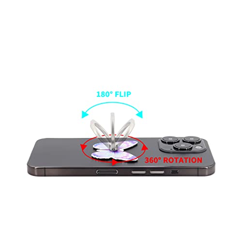 LaMignonne Butterfly Cell Phone Ring Holder Finger Ring Grip Stand 360° Rotation 180° Flip Universal Kickstand Compatible with All Smartphones (Lilac)