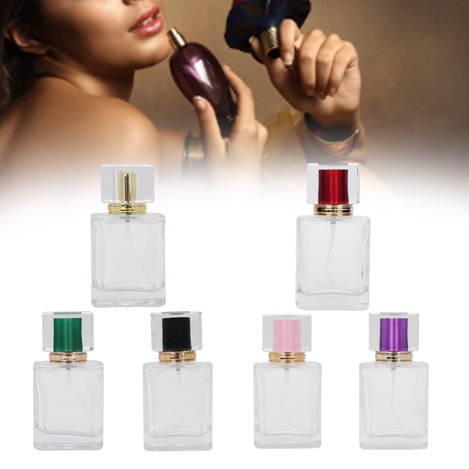 Yosoo Empty Perfume Bottle, 6pcs 50ml Empty Spray Bottle Glass Refillable Refilling Perfume Bottle Makeup Empty Spray Bottle Perfume Atomizer Dispenser for Aromatherapy