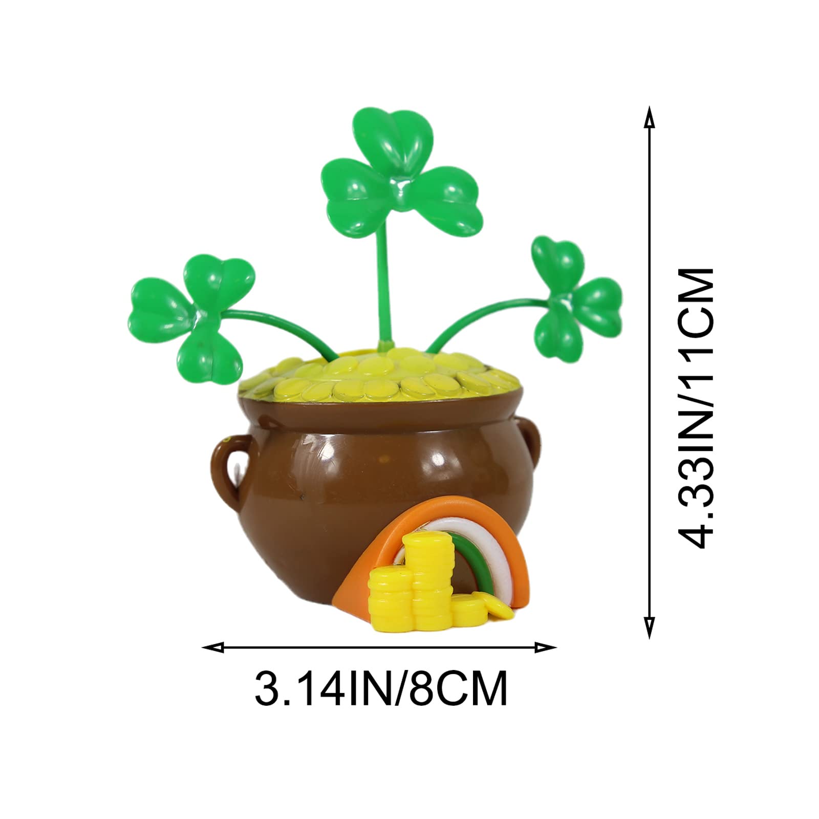 ElodieAu 2pcs Car Solar Bobble Head Toy, St. Patrick's Day Shamrock Gold Coins Solar Powered Figurines,Shaking Figures Dashboard Decor Gifts for Home Window Desk Decorations