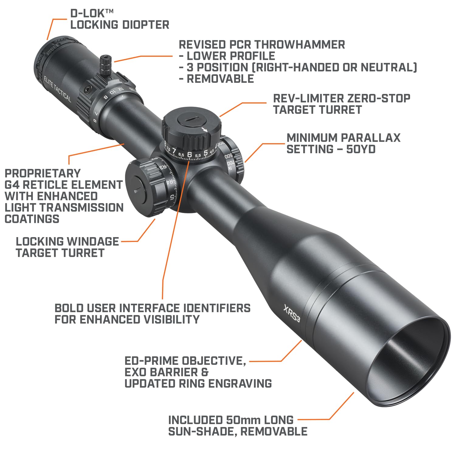 Elite Tactical Bushnell 6-36x56mm XRS3 Riflescope with G4P Precision Reticle, Professional Grade, Long Range Competition Riflescope with ED Prime Objective